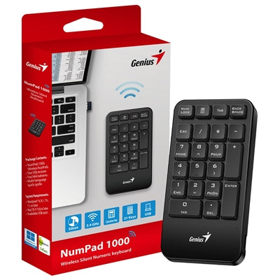 Genius NumPad 1000 2.4GHz Wireless Numeric Keypad Portable Numberpad w ...